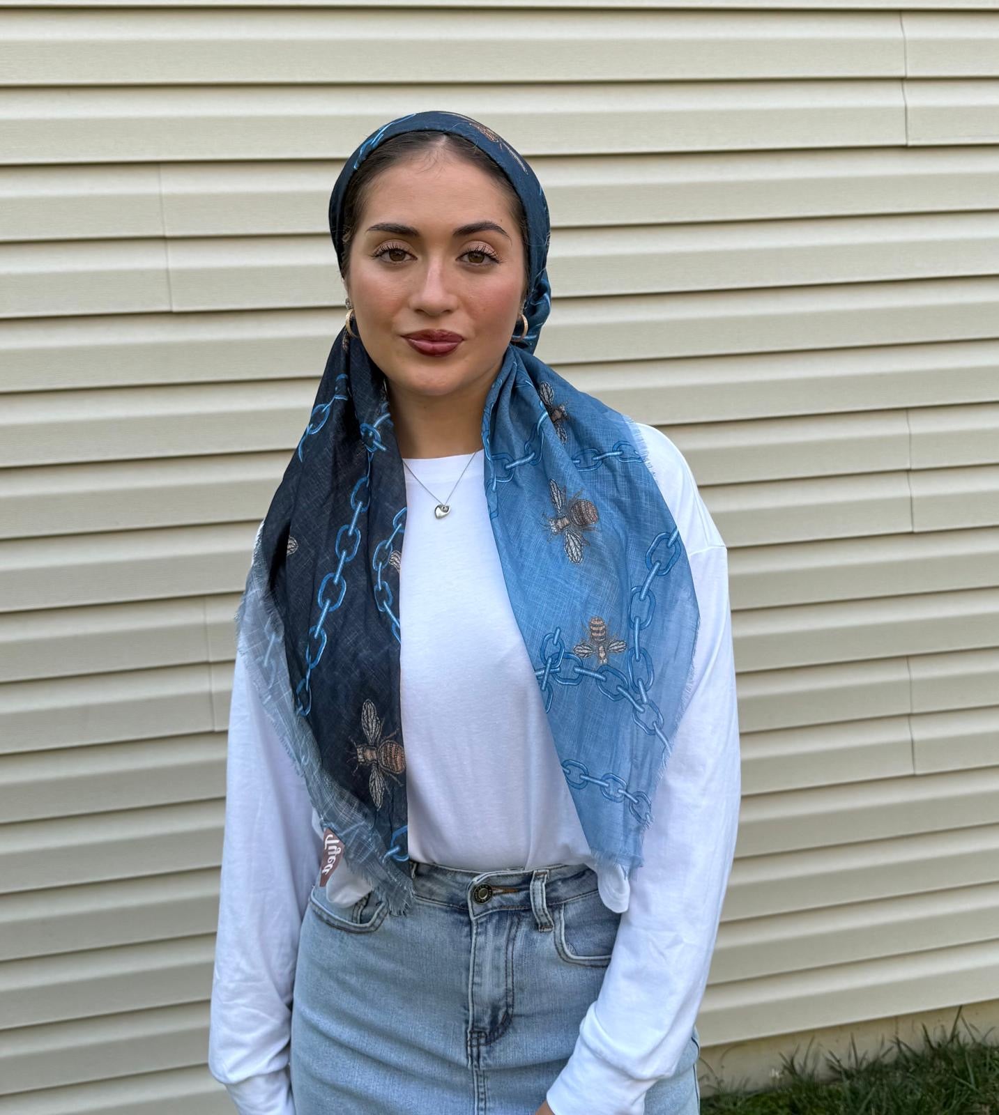 Denim Ombre chain headscarf – Tyedheadscarves